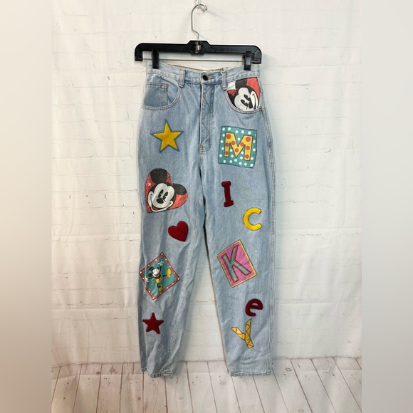 Disney | Jeans | Vintage Mickey Mouse Patchwork Jeans Size 56 | Poshmark